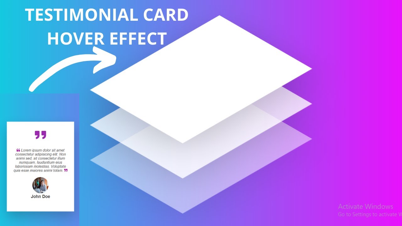 Stacked Testimonial Card Hover Effect | Using HTML and CSS