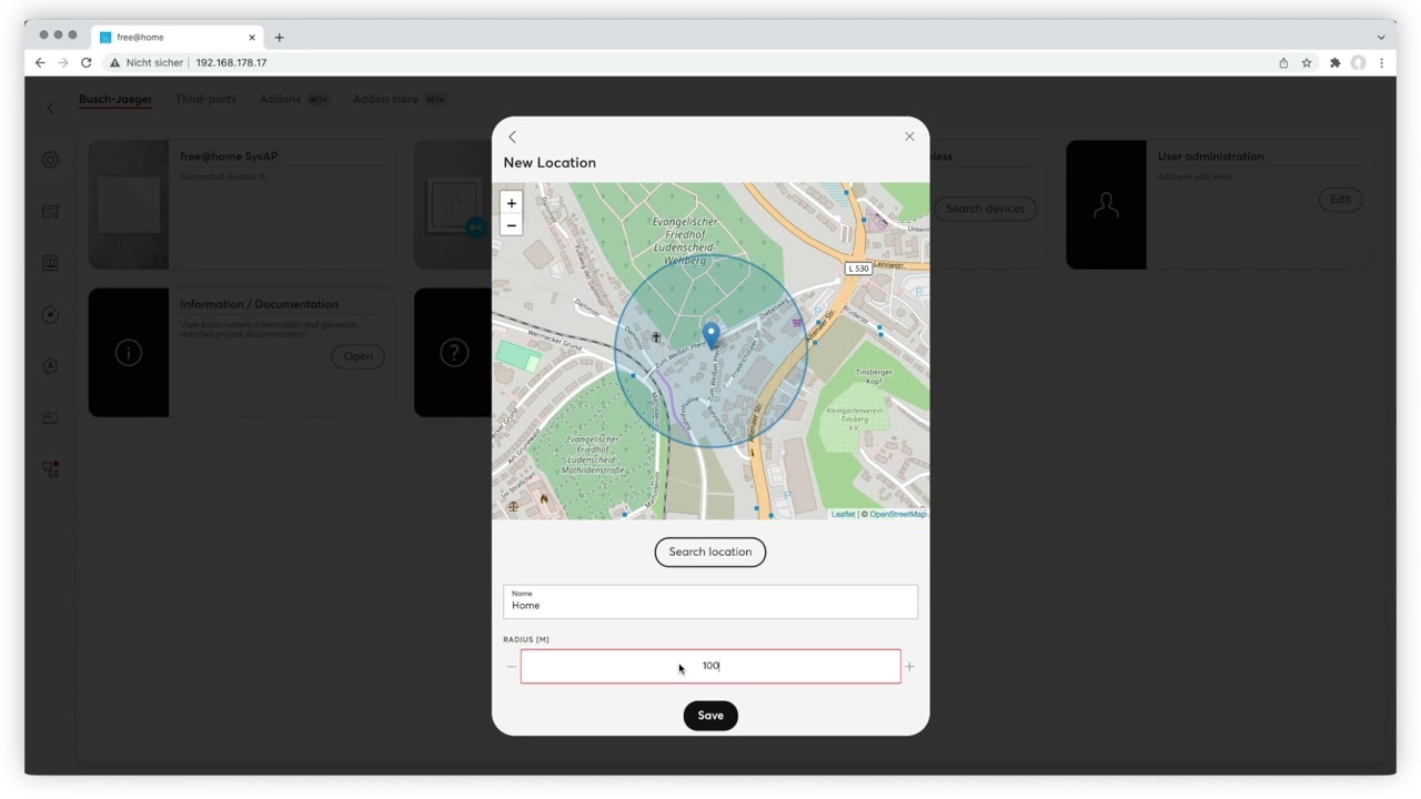 How do you manage geofencing locations in ABB free@home®