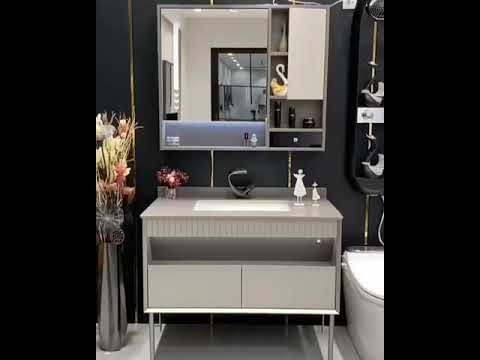 more popular bathroom vanity set with led mirror cabinet