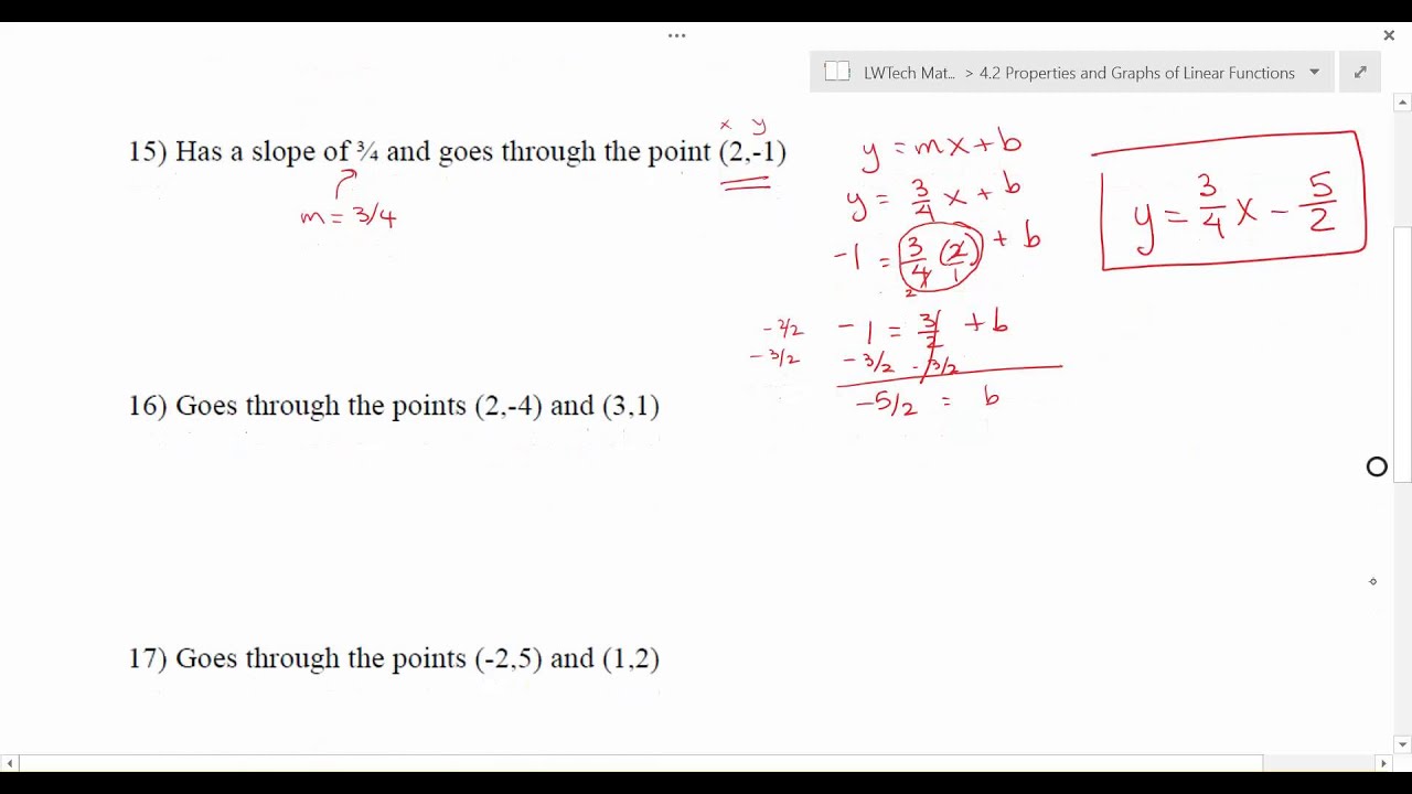 4.2.5 - Writing an Equation for a Linear Function