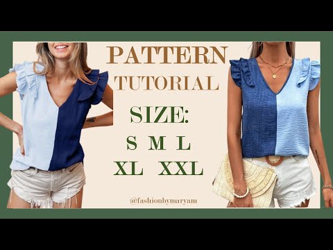 BLOUSE PATTERN/ BEGINNERS FRIENLDY TUTORIAL/ SIZE: S/M/L/XL/XXL #tutorial #pattern #blouse #top
