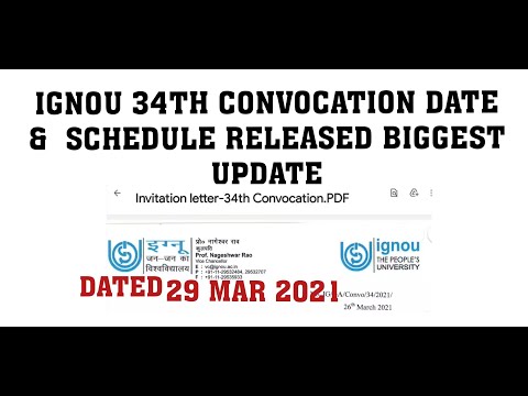 IGNOU 34TH CONVOCATION DATE & SCHEDULE RELEASED BIGGEST UPDATE DATED 29 MAR 2021