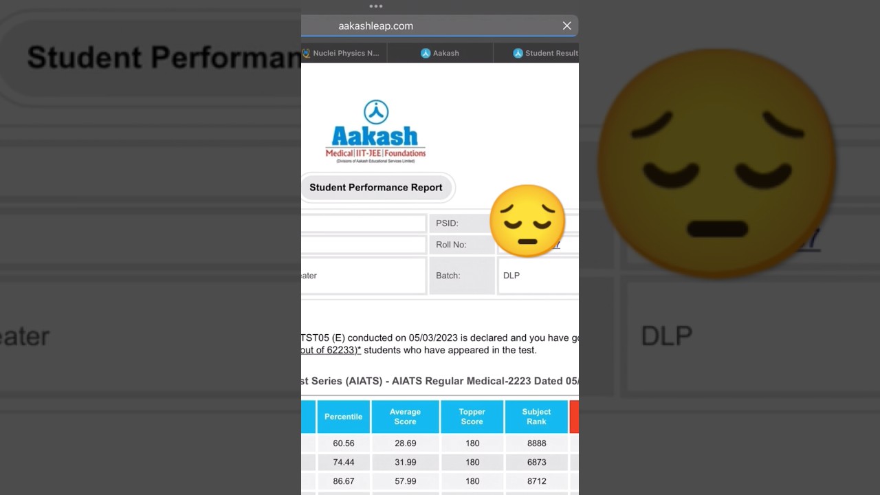 Aakash Aiats 5 score! My score 565. Toppers score 720. #pw #neet #neet2023 #pwians #aiats