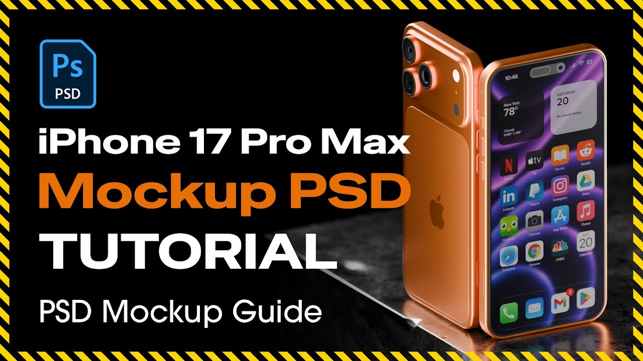 iPhone 17 Pro Max Mockup Tutorial — Smart Object Workflow (PSD)