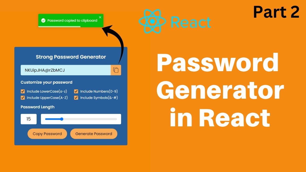 Build a Strong Password Generator with React Part 2 | React JS Tutorial for Beginner | Coding Power