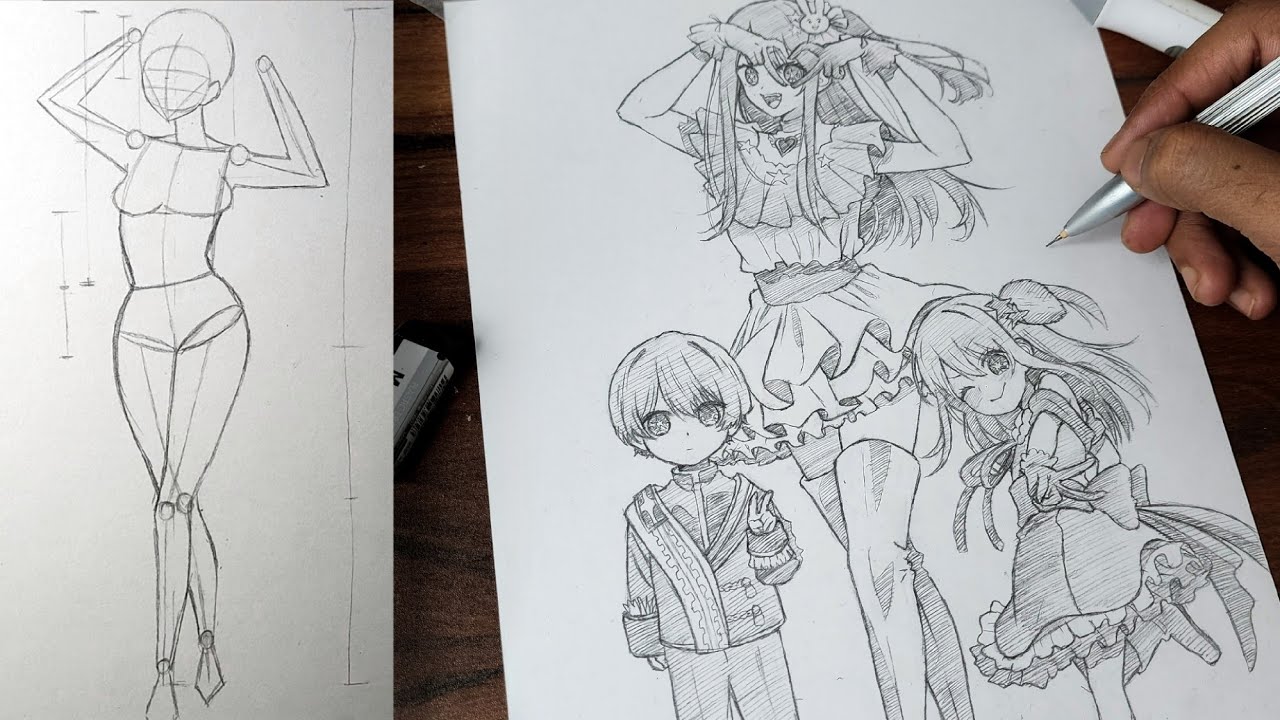 Ai Hoshino With Aqua And Ruby Hoshino Drawing Tutorial | Full Anatomy | Eng sub