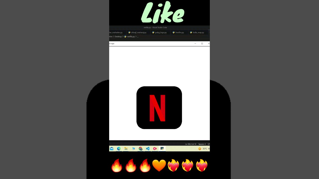 NETFLIX LOGO Using Python 🔥🧡 #netflix #python  #trending