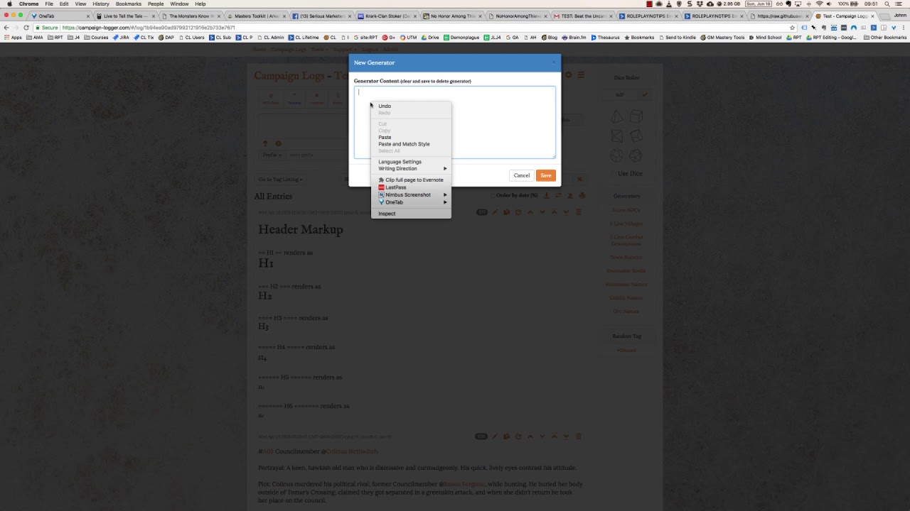 Campaign Logger GitHub Generator Tutorial