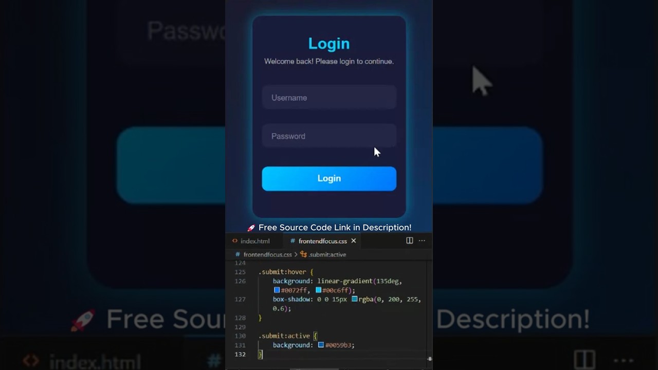✨ Animated Flyout Label Login Form | Free Source Code #shorts