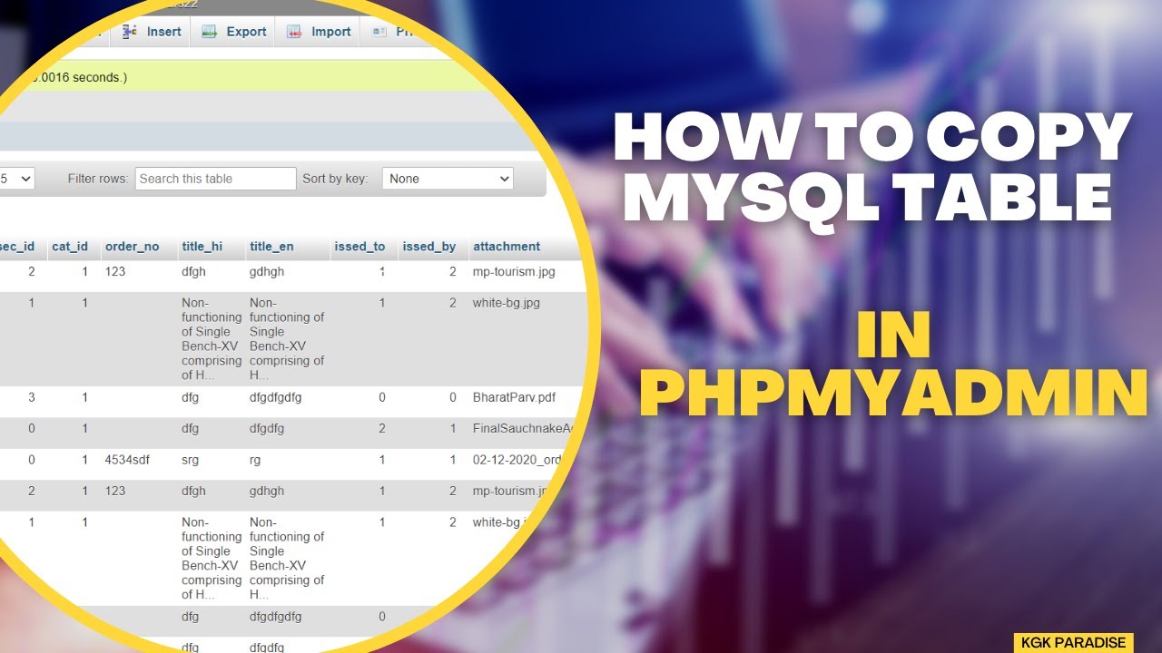 How to copy MySQL Table in phpMyAdmin