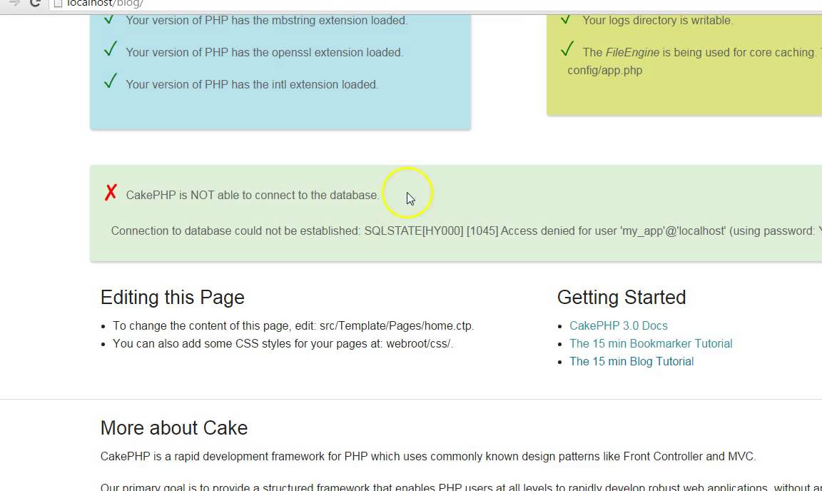 cakephp 3 x tutorial   7   connecting to database
