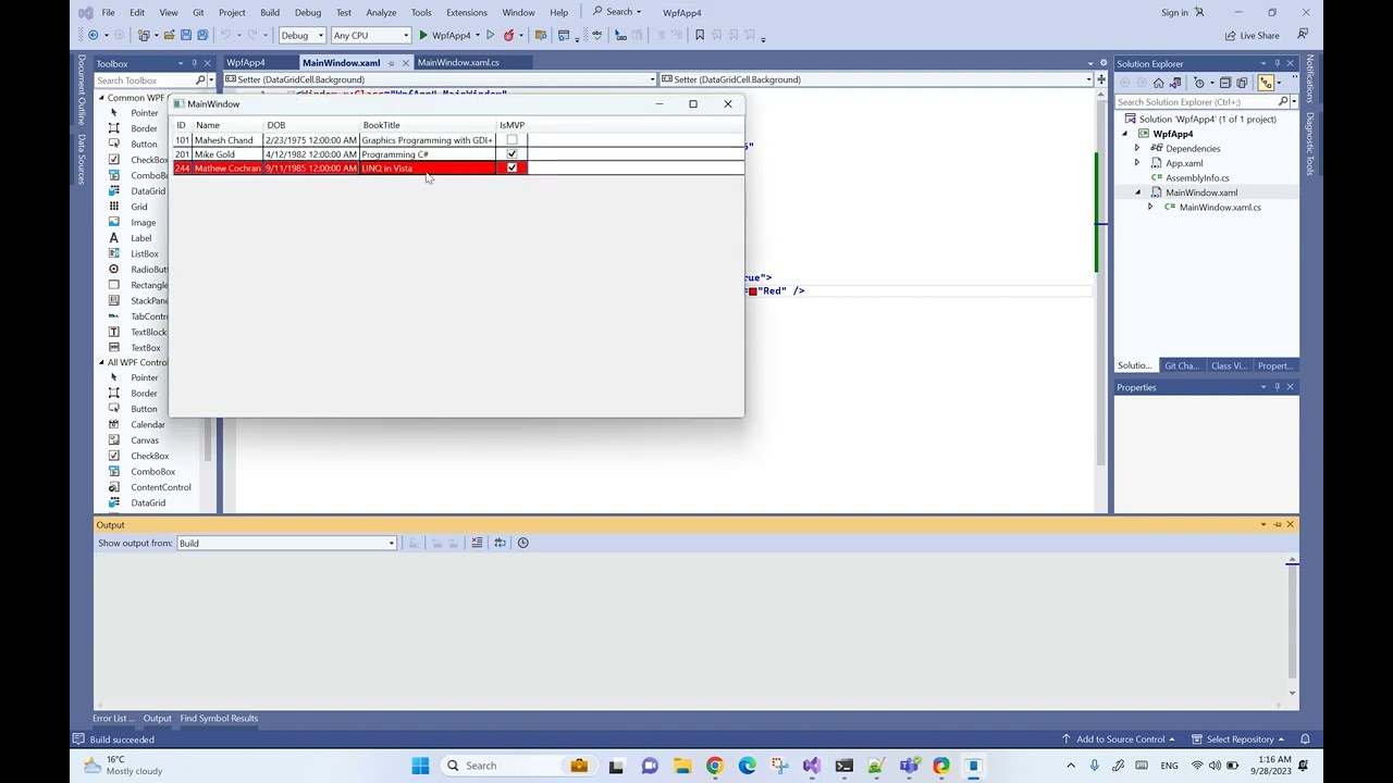 [WPF C#] Change Cell background color in DataGrid when selected