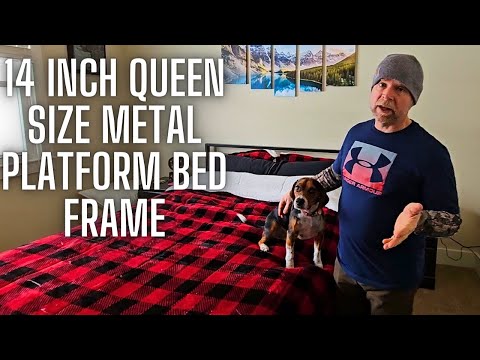 SHA CERLIN 14 Inch Queen Size Metal Platform Bed Frame