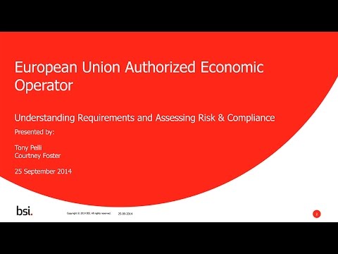 European Union Authorized Economic Operator Requirements and Assessment - Preview