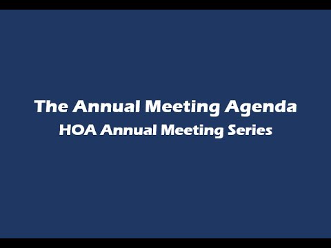 The Annual Meeting Agenda