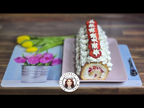 Ruladă Pavlova cu căpșuni