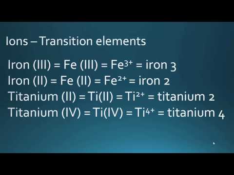 7.3 Transition Element Ion Formation