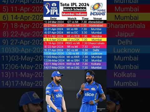 MI match schedule 2024 | Mumbai Indians match Schedule for IPL 2024 #Shorts