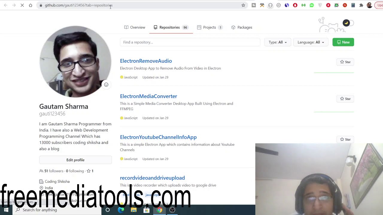 React.js Github API Username and Repositories UI Cards Component Using react-github-cards Library