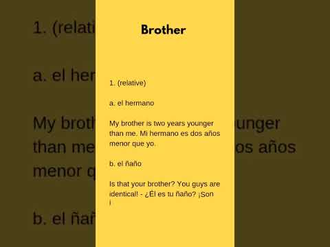 English to Spanish | How to say "Brother" in Spanish | #shorts #spanishlessons