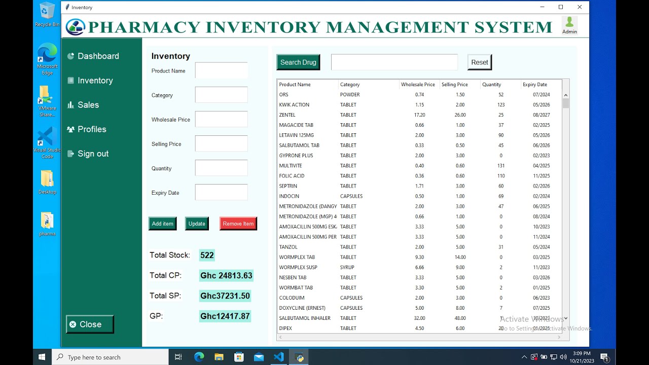 Sales and Inventory management System Using Python Tkinter