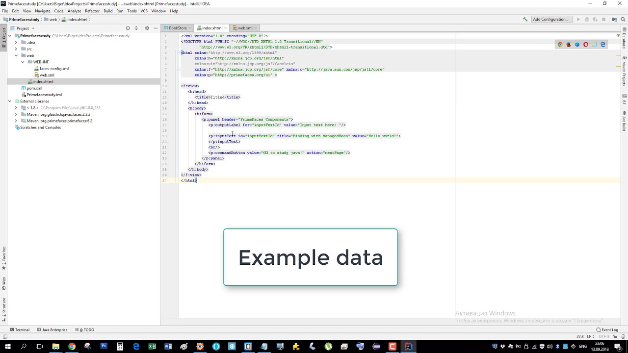 PrimeFaces 6.2 example