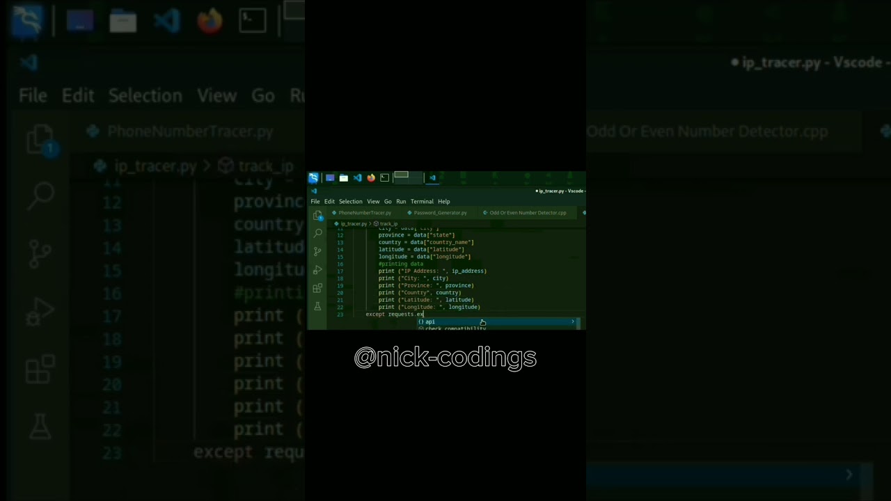 Get Information From Your IP Address Uding Python #shorts #python #programming #coding