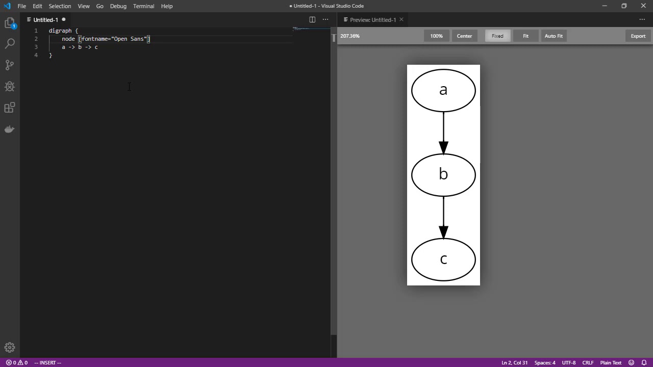 A brief demo of graphviz-preview in VS Code