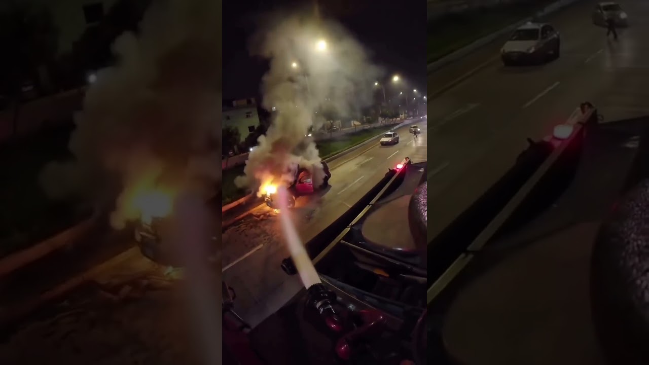 Deck gun on a cad fire. Whatever works! #firetime #fireman #firefighter #firefighting