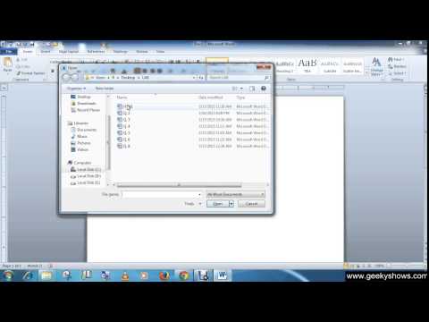 Microsoft Office Word 2010 Open an Existing Document
