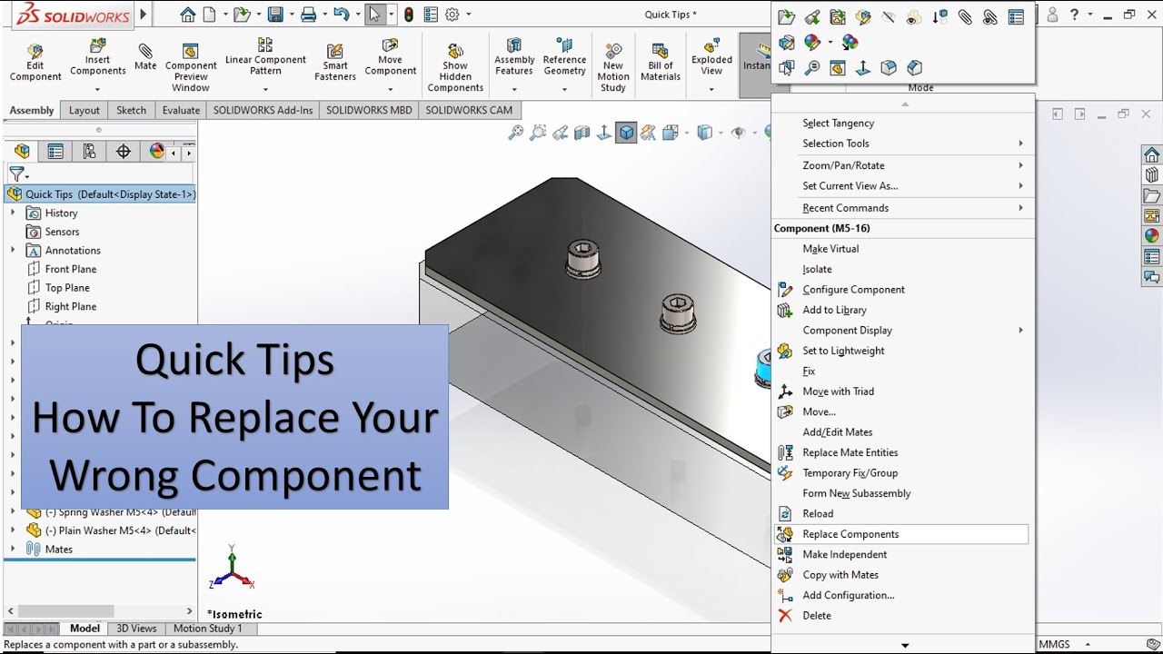 Quick Tips - Replace Component In Solidworks