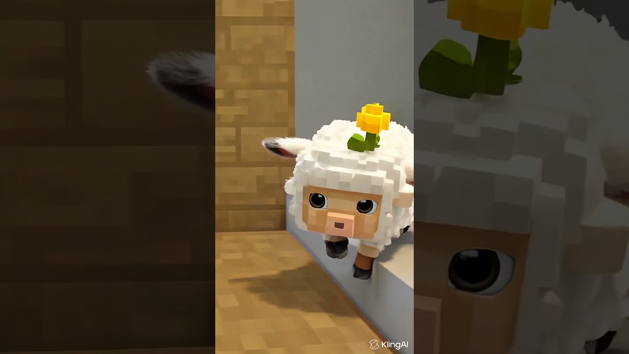 walking Wooly Jr. fluffy baby sheep with flower on head #klingai