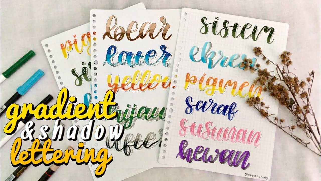 how to: gradient & shadow lettering tutorial✨ | Indonesia