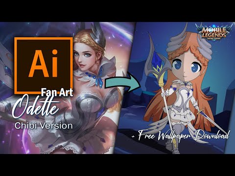 Making Odette Mobile Legends Chibi Version In Illustrator | Speed Art