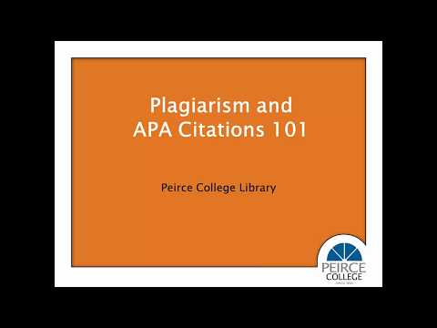 Plagiarism and APA Citations 101 Video