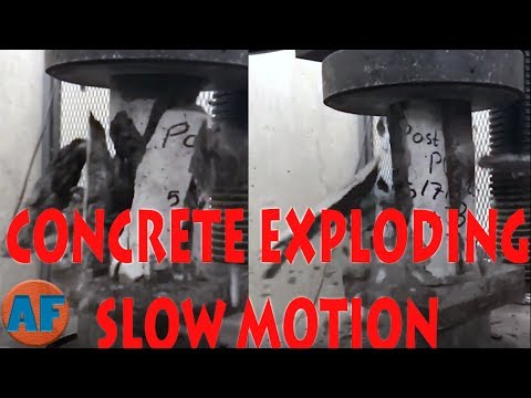 Concrete Cylinders Exploding in Slow Motion (52 MPa, Compressive Strength Test)
