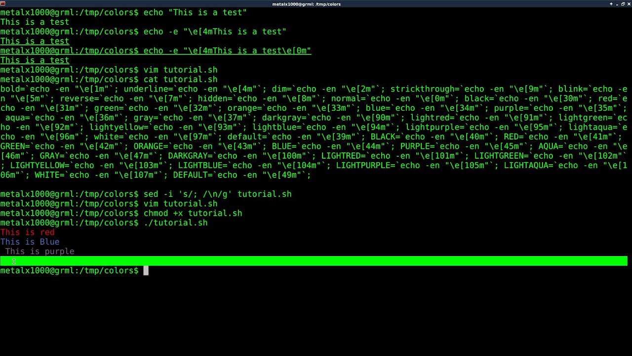 Color Variables BASH Shell Script Linux Tutorial