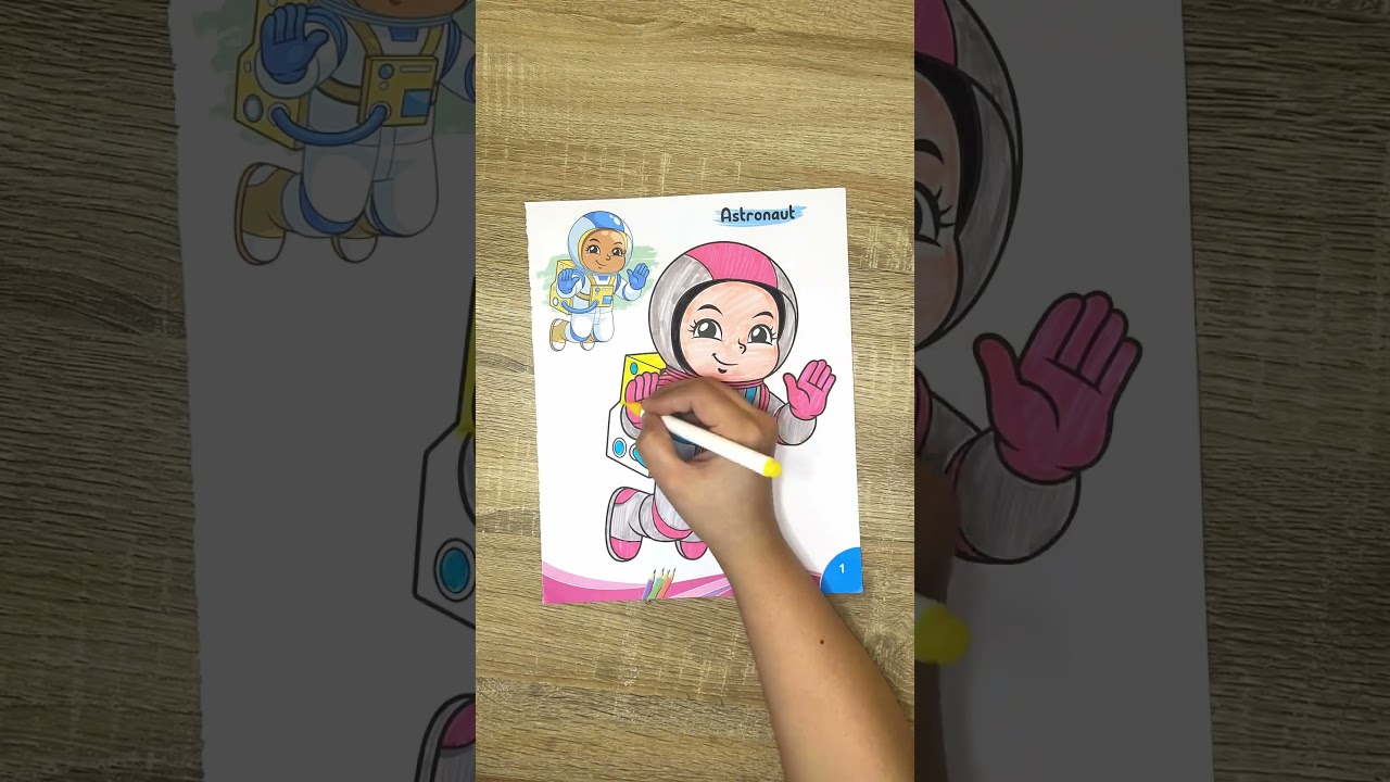 Astronaut 🧑‍🚀 Colouring Page #kidscoloringvideo #kidscolouringfun #colouring #letscolour