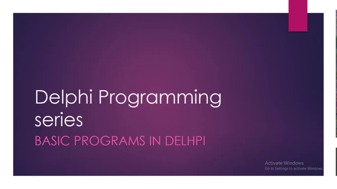 Introduction To Basic Programming In Delphi