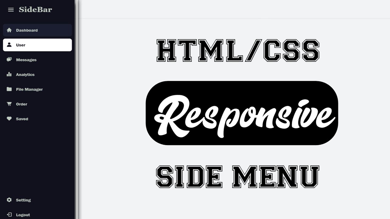 Build A Fully Responsive Sidebar Menu | using HTML CSS & JavaScript - Beginner.