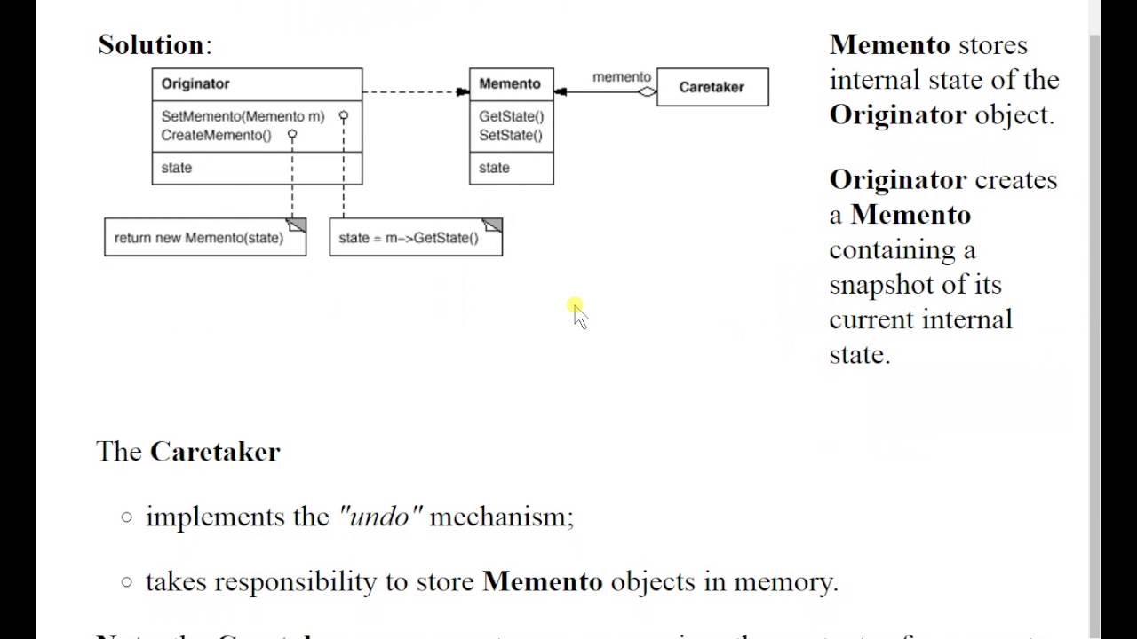 Week 14 Memento Design Pattern Part 1