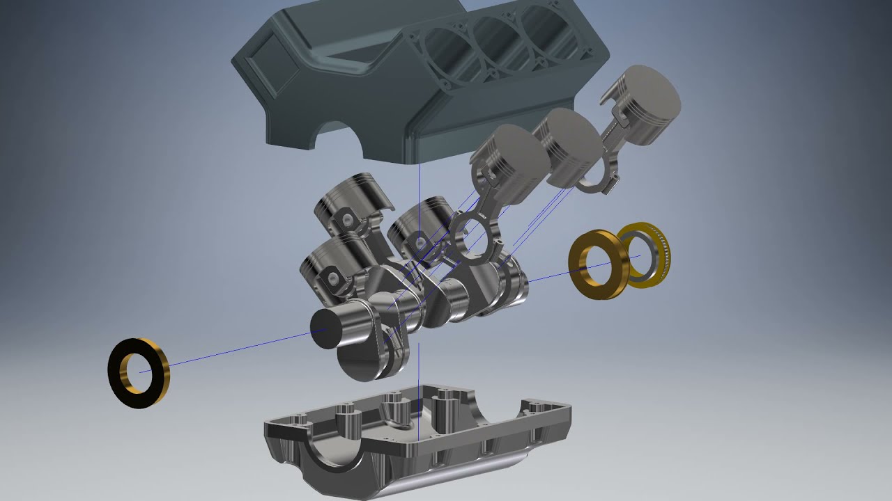 V6 ENGINE BREAKDOWN IN INVENTOR PRO | SIMULATION AUTOCAD