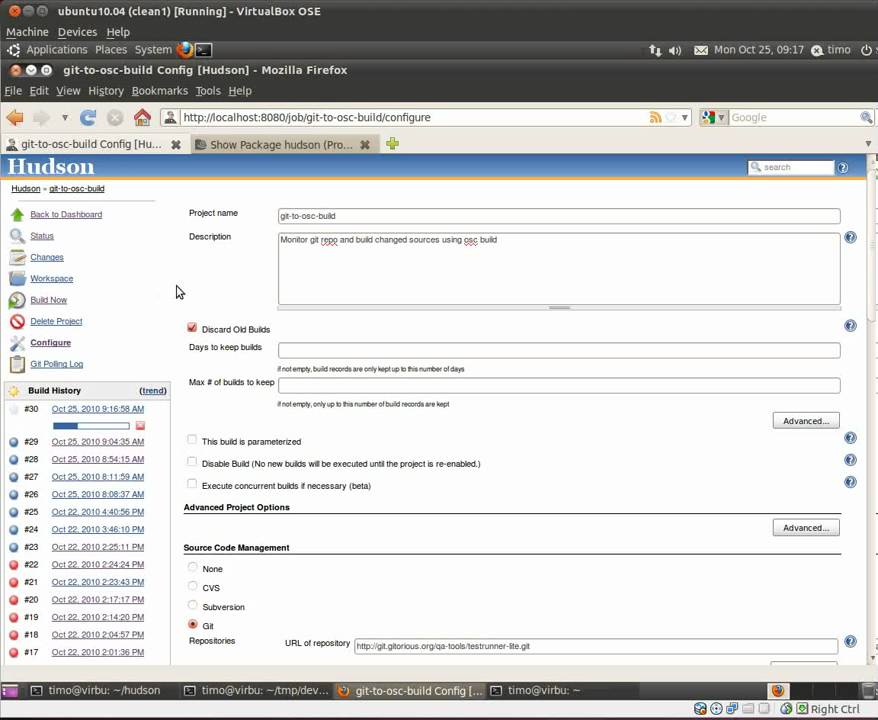 using obs with Hudson CI