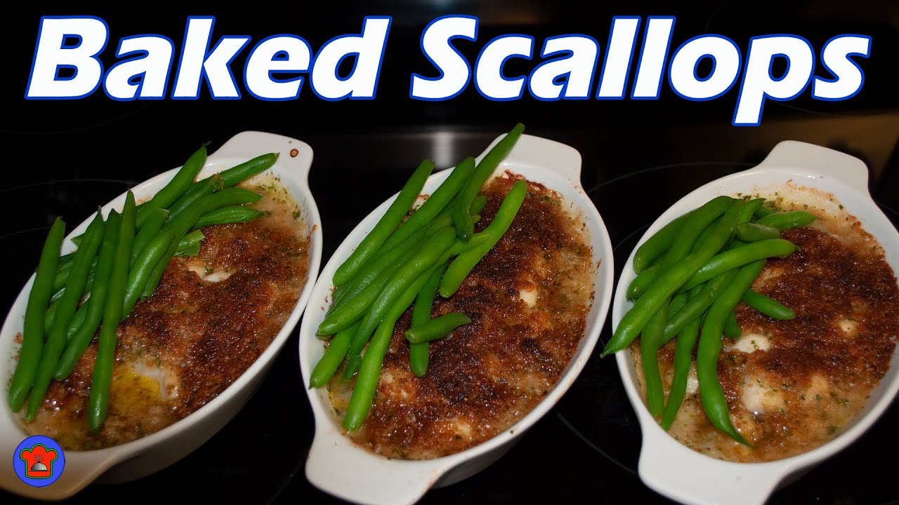 Baked Scallops Supreme | Bay Scallops in wine and butter with and crumb topping | Creative Cooking