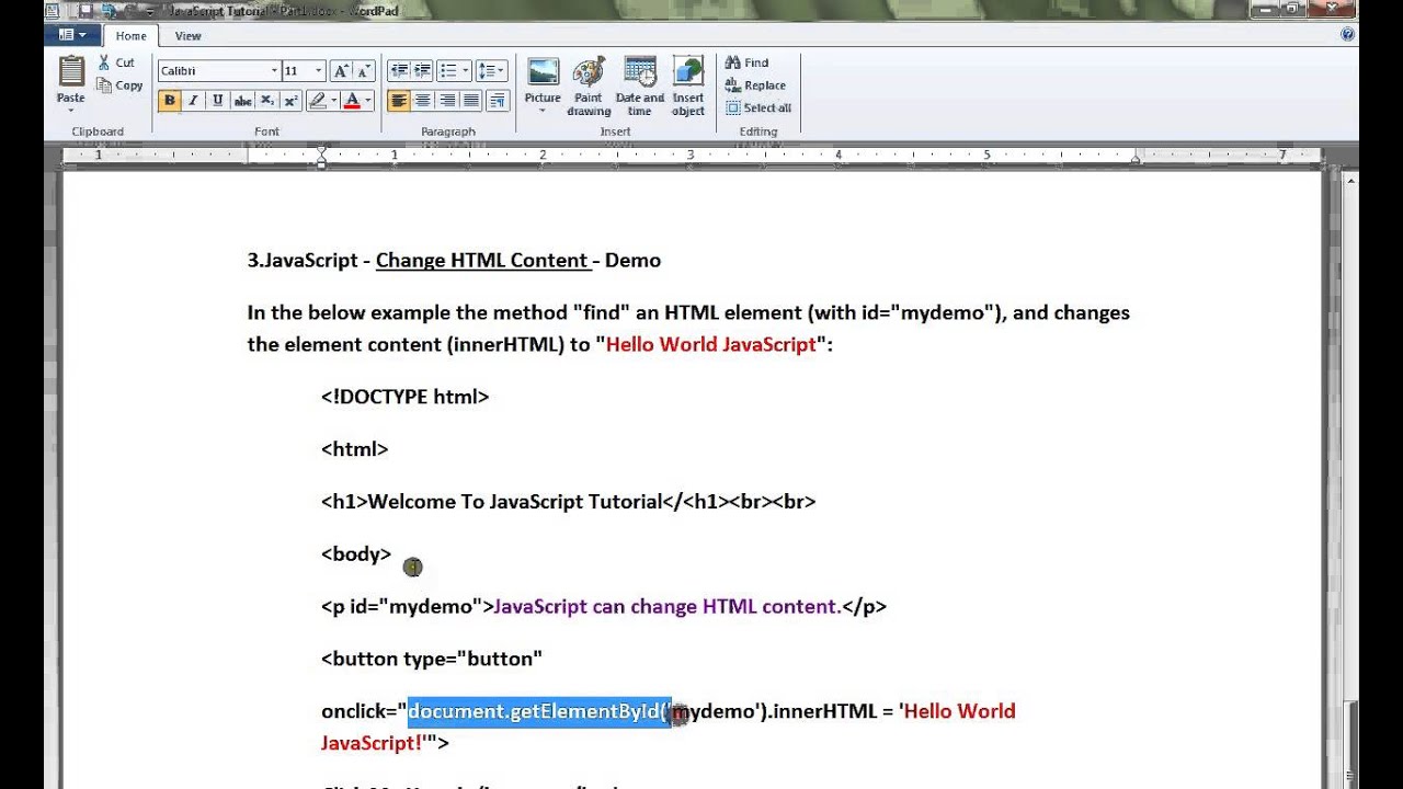 JAVASCRIPT CHANGE HTML CONTENT   DEMO
