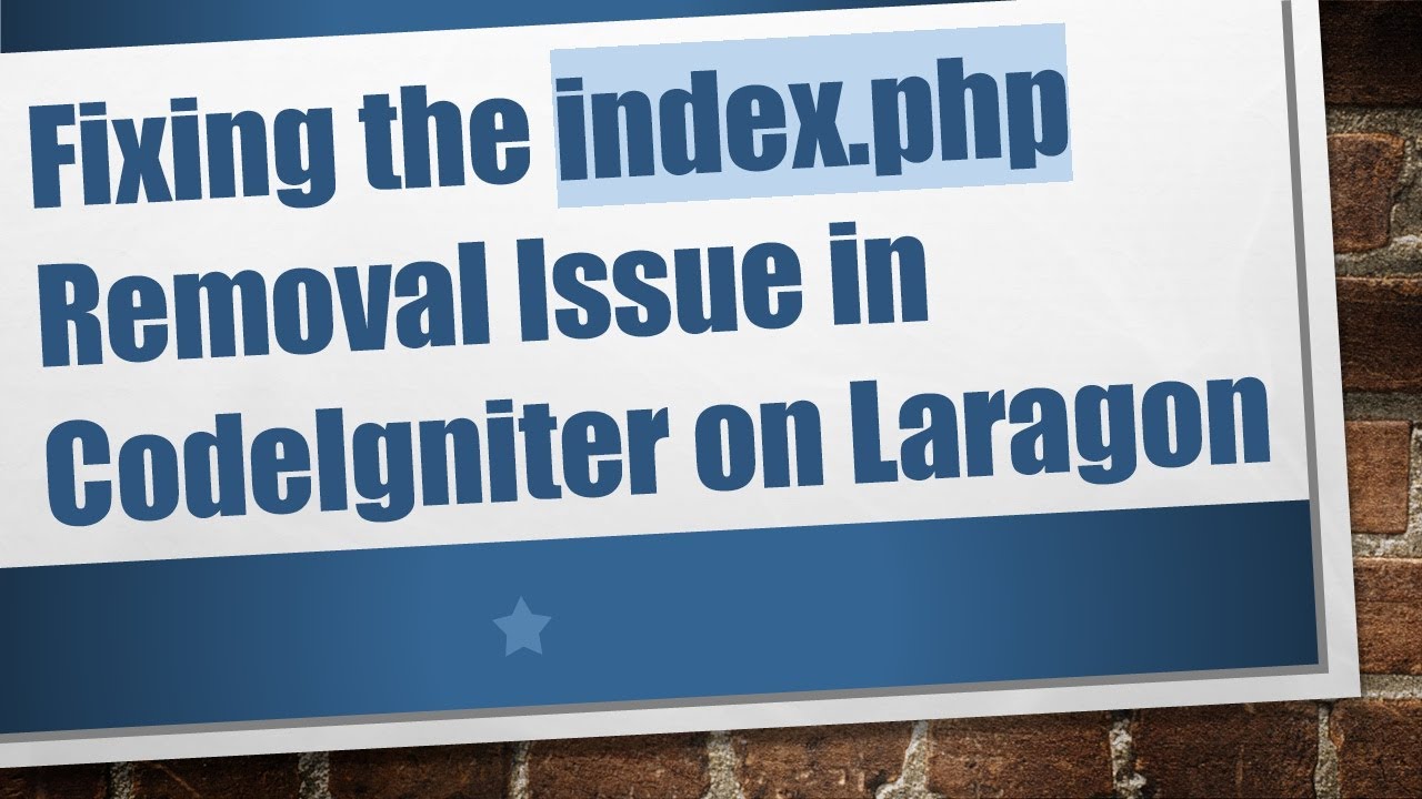 Fixing the index.php Removal Issue in CodeIgniter on Laragon