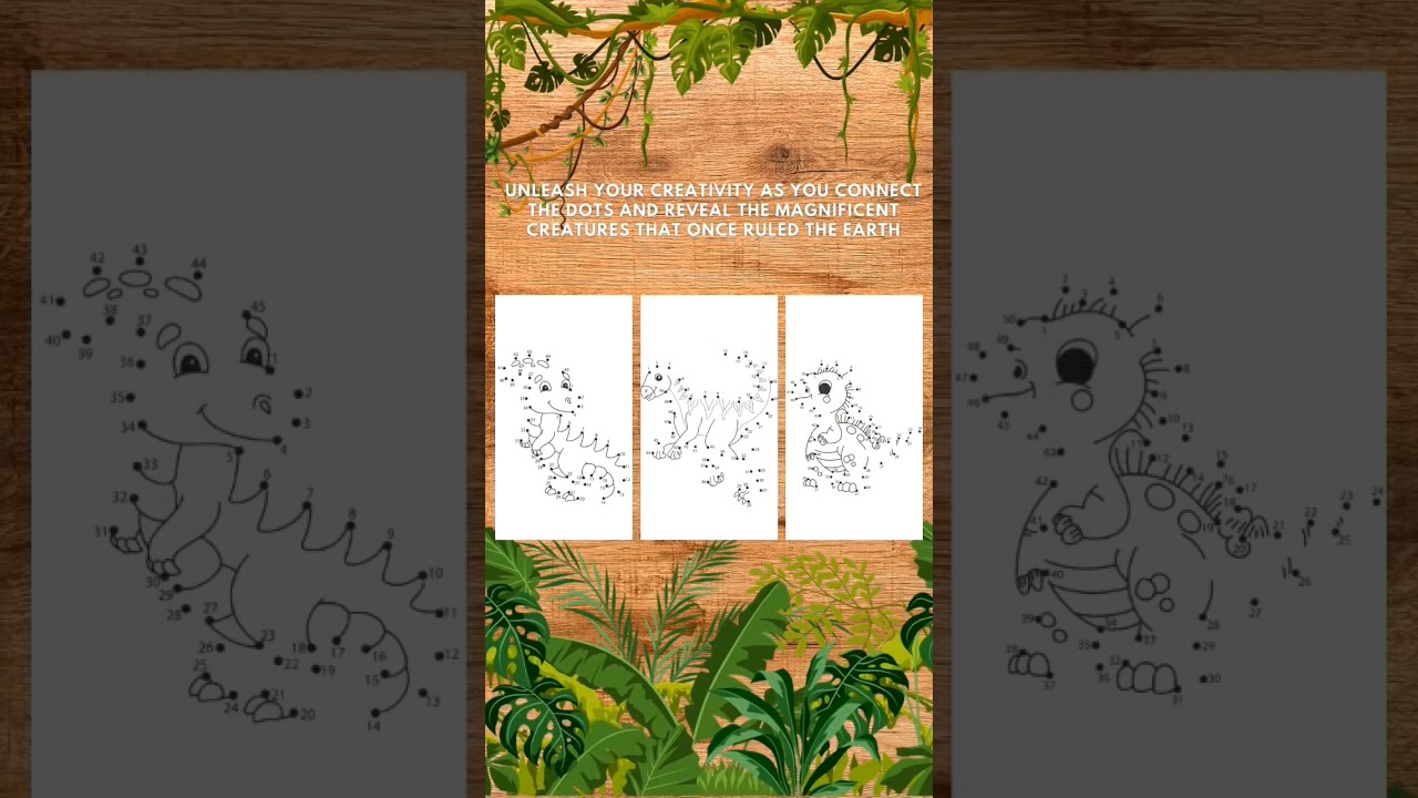 Dinosaur dot-to-dot coloring pages for kids. Kids activities, dinosaur coloring book