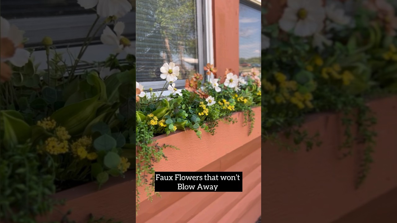 Window box Faux Flowers that Won’t Blow away!