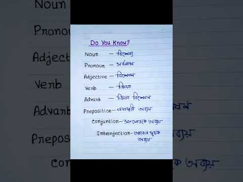 Parts of speech meaning in bengali. Do you know? #englishlearning #besteducation #short