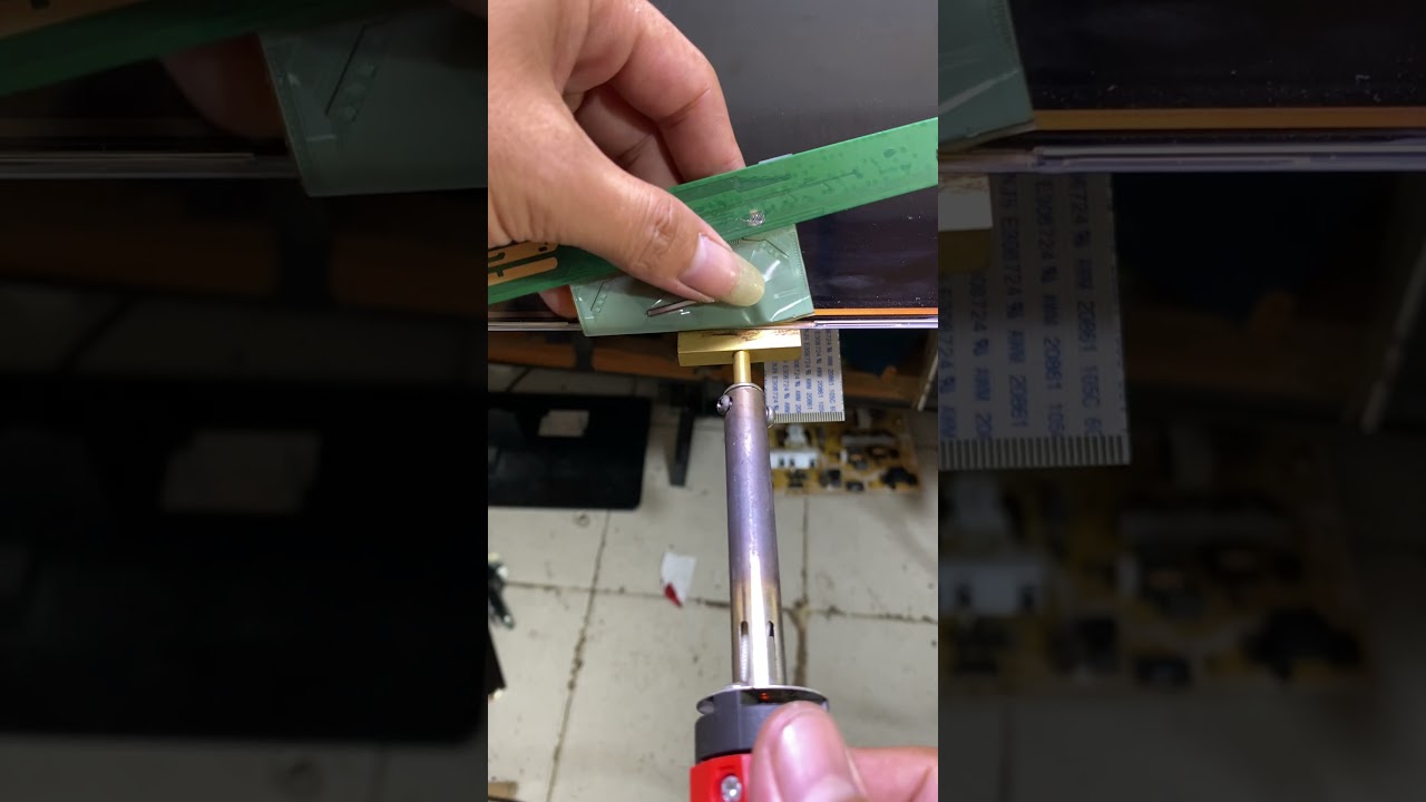 removing Cof from used LCD TV #lcd #soldering #cof #tv #television #repair